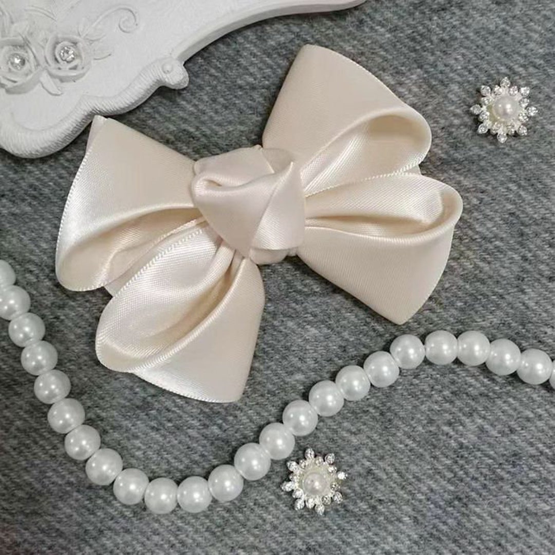 Handmade Satin Ribbon Bow Ivory ( 3*2.5 Inch) MY-857-128 Ready to Ship ...