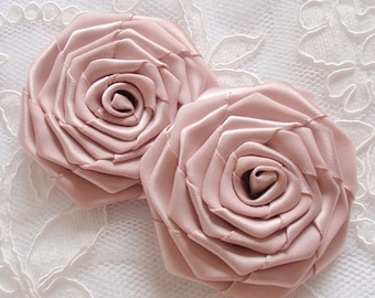 2 Handmade Ribbon Roses 2.5 Inches in Lt Pink Have Over 150 | Etsy