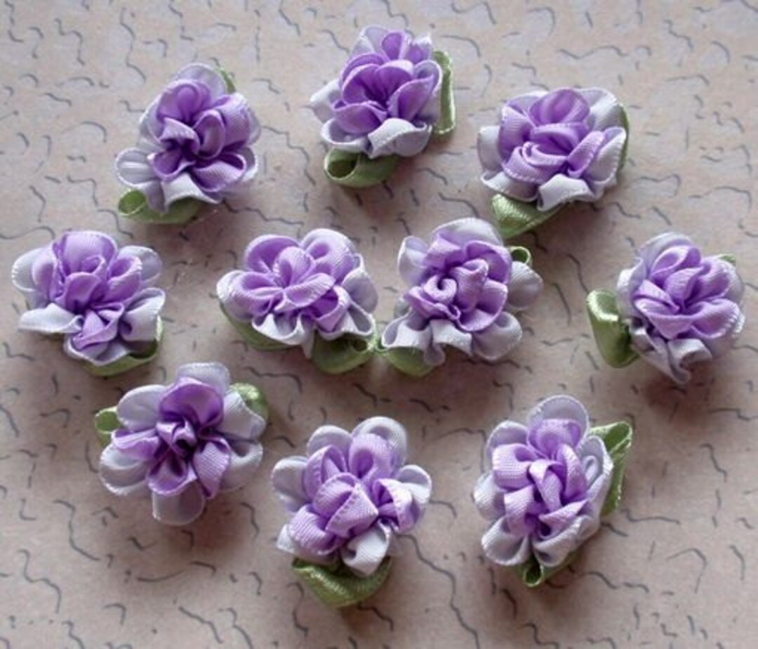 10 Handmade Flowers With Leaves (1 Inch, With Leaf Size 1-1/4) in ...