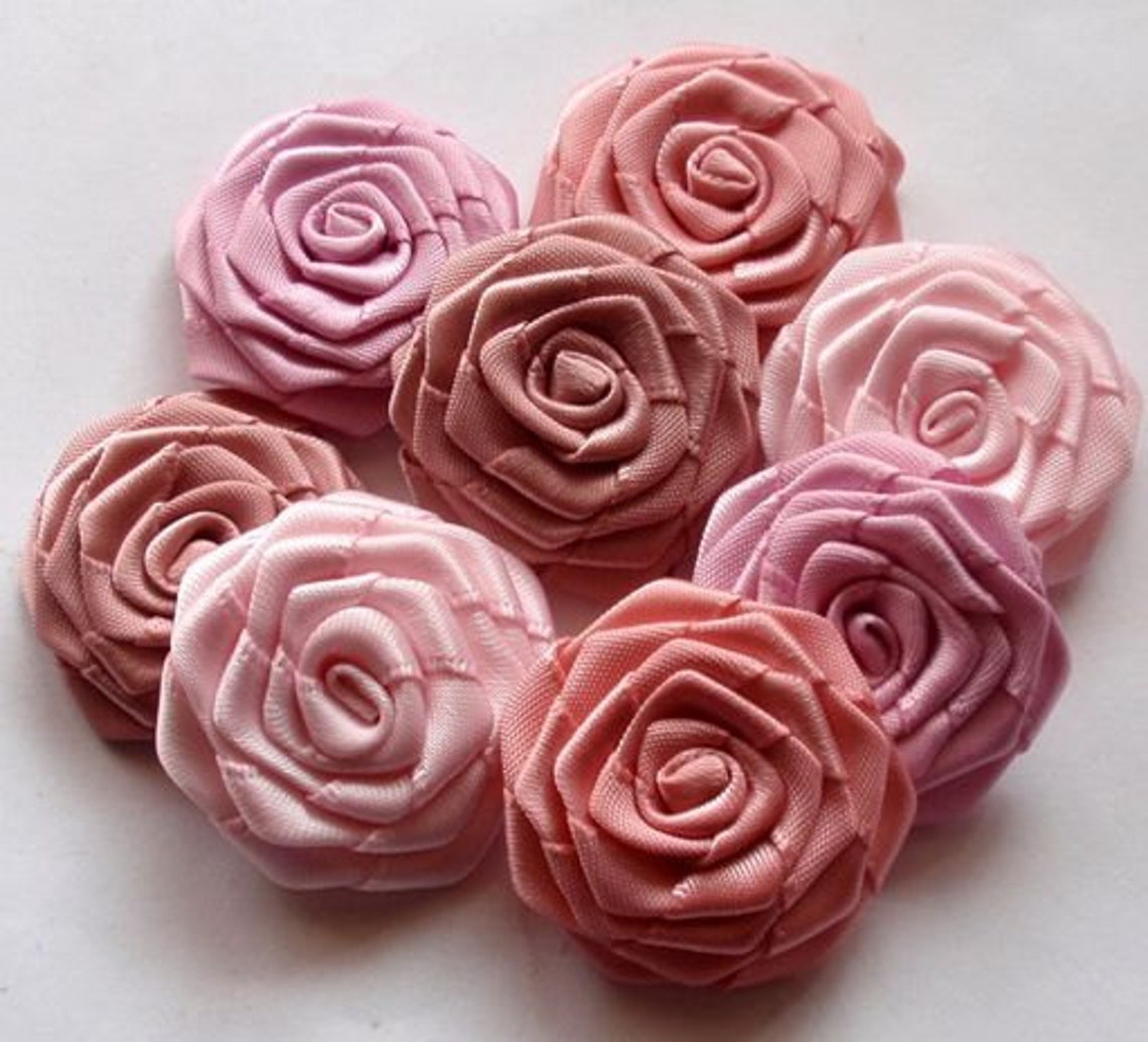 8 Handmade Ribbon Roses 1-1/4 Inches in Lt Pink Tulip - Etsy