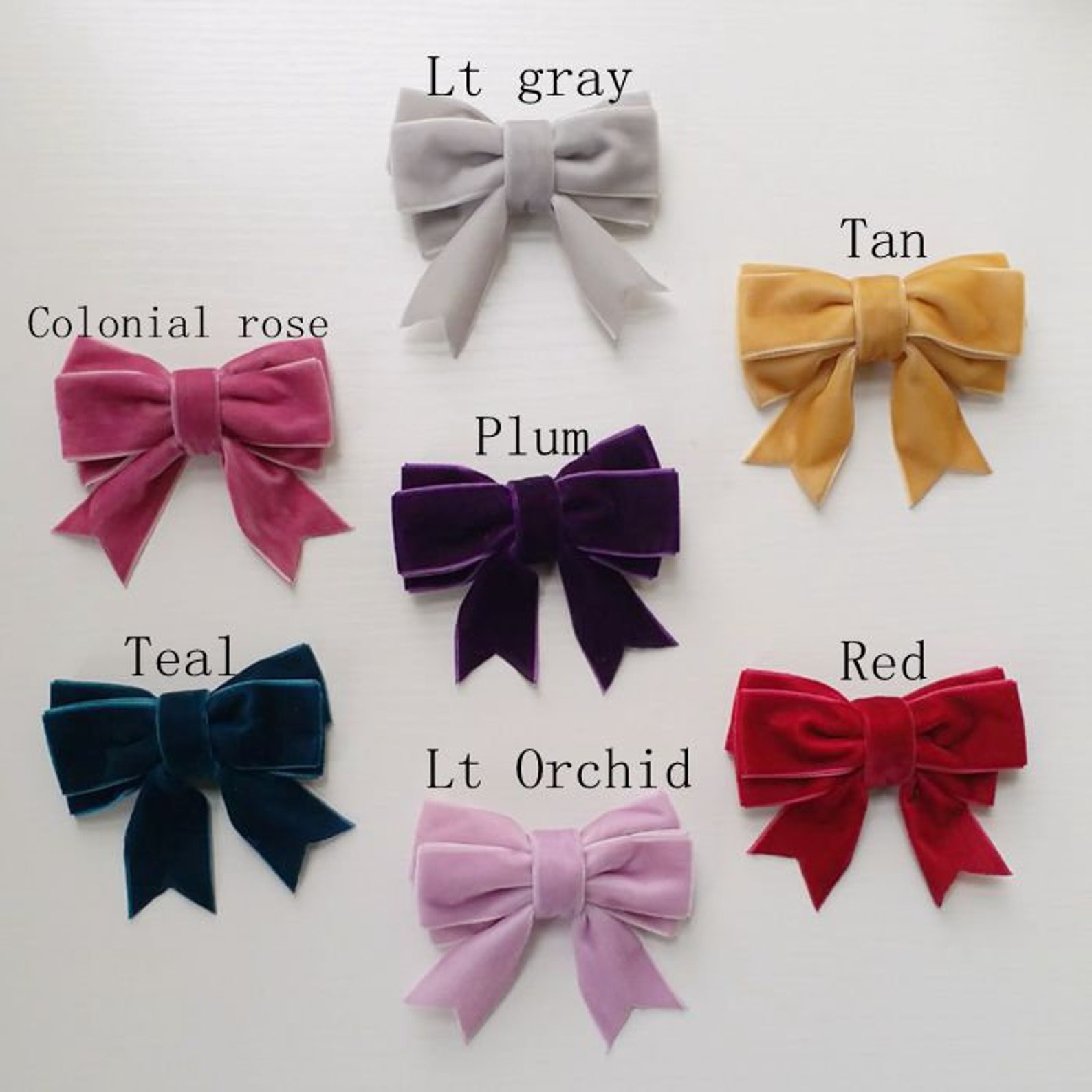 3 Handmade Velvet Ribbon Bows 3 Inch Lt Brown Brown | Etsy