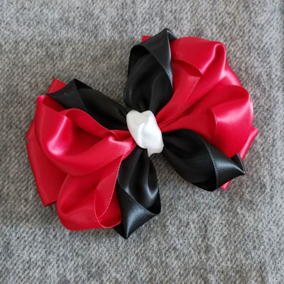 Handmade Satin Ribbon Bow in Black Red and off White and Over - Etsy