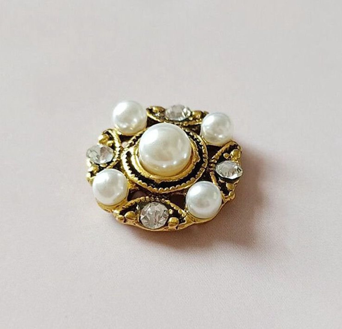 4 Flat Back Rhinestone Button Pearl Embellishment 18 Mm - Etsy