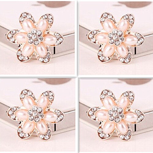 6 Flat Back Rhinestone Button Pearl Button Embellishment - Etsy