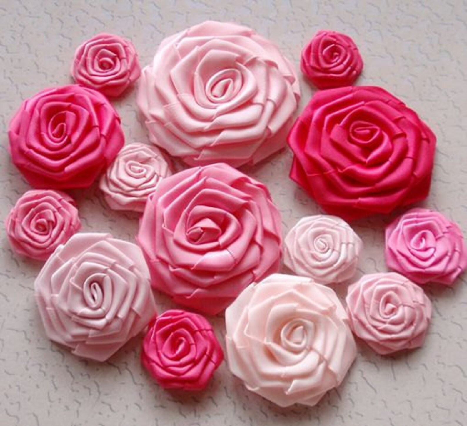 14 Handmade Ribbon Roses in Purple Combination MY-001 -01 Ready to Ship ...