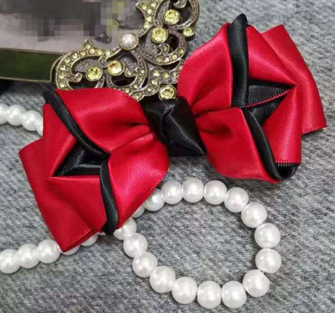 Handmade Satin Ribbon Bow in Red and Black ( 4x1.5 Inch) MY-695-13 ...