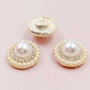 4 Flat Back Rhinestone Button Pearl Button (20x20mm) LT-71 - Etsy