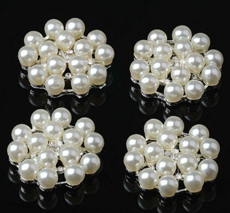 4 Flat Back Rhinestone Pearl Embelishment Metal 23 Mm AL-151 - Etsy
