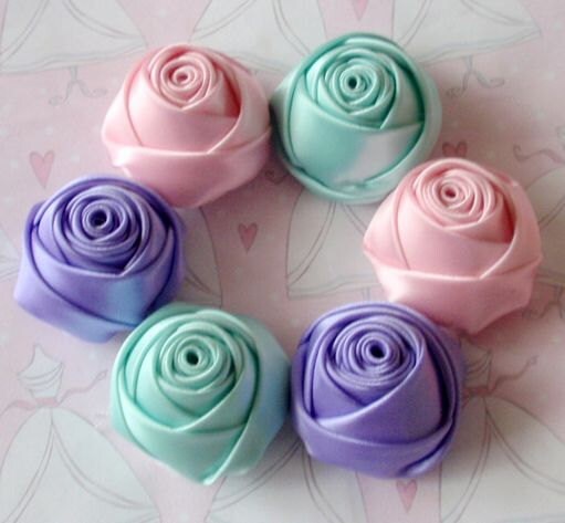 6 Handmade Ribbon Rolled Roses 1-1/4 Inches in Lt Pink - Etsy