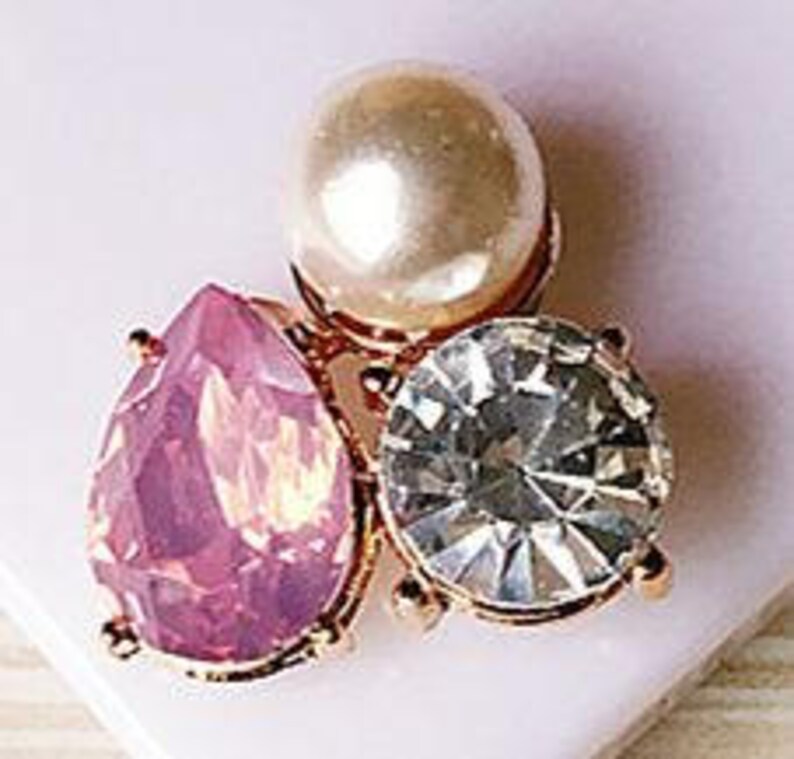 6 Flat Back Rhinestone Pearl Button Crystal Embllishment Size - Etsy