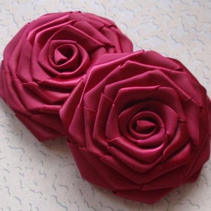 2 Larger Handmade Ribbon Roses (3 Inches) in Wine and Have Over 150 ...