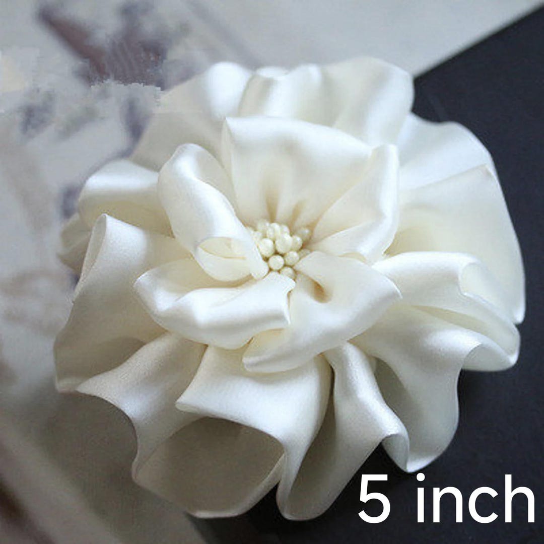 Larger Handmade Silk Flower Fabric Flower (5 Inches) in Ivory My-419 ...