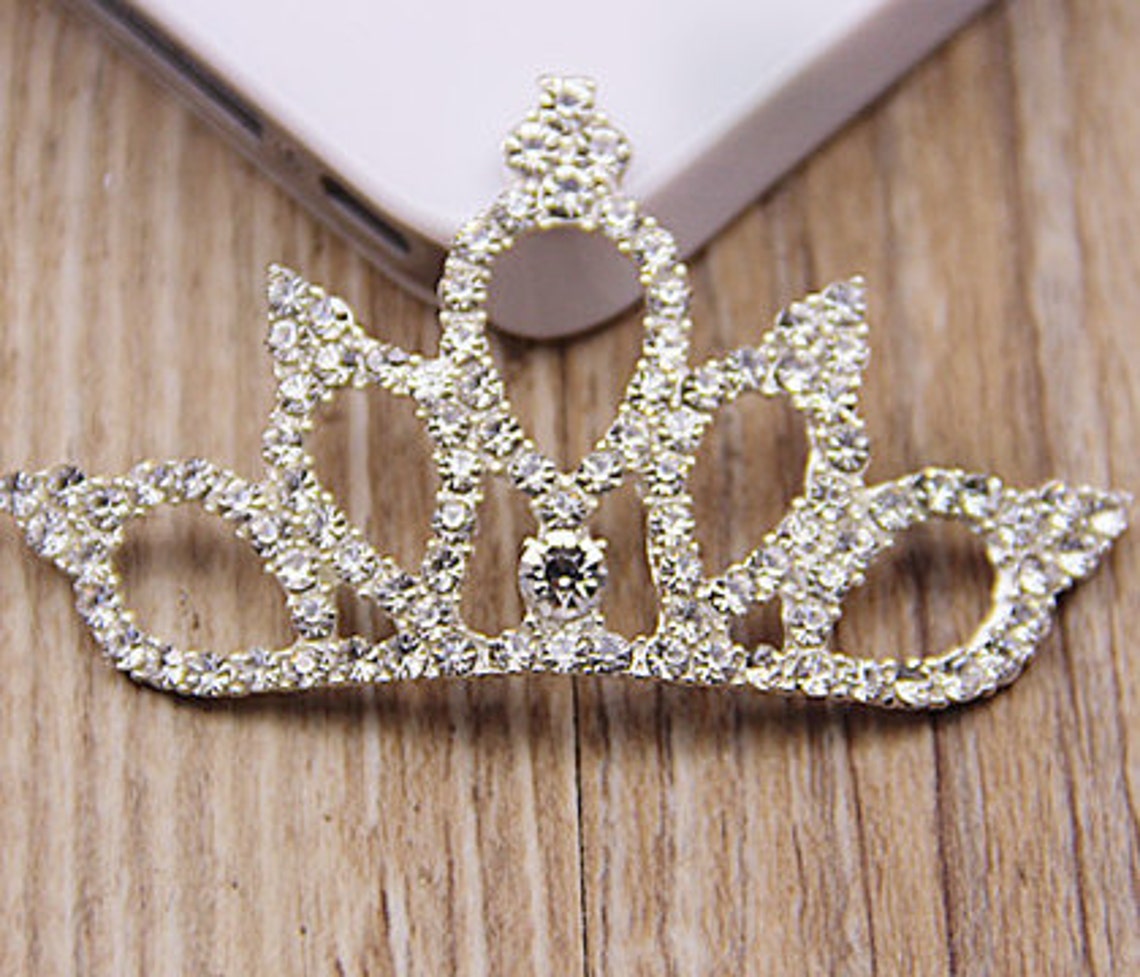 2 Rhinestone Button Flat Back Button Crown Button 57x32 Mm - Etsy