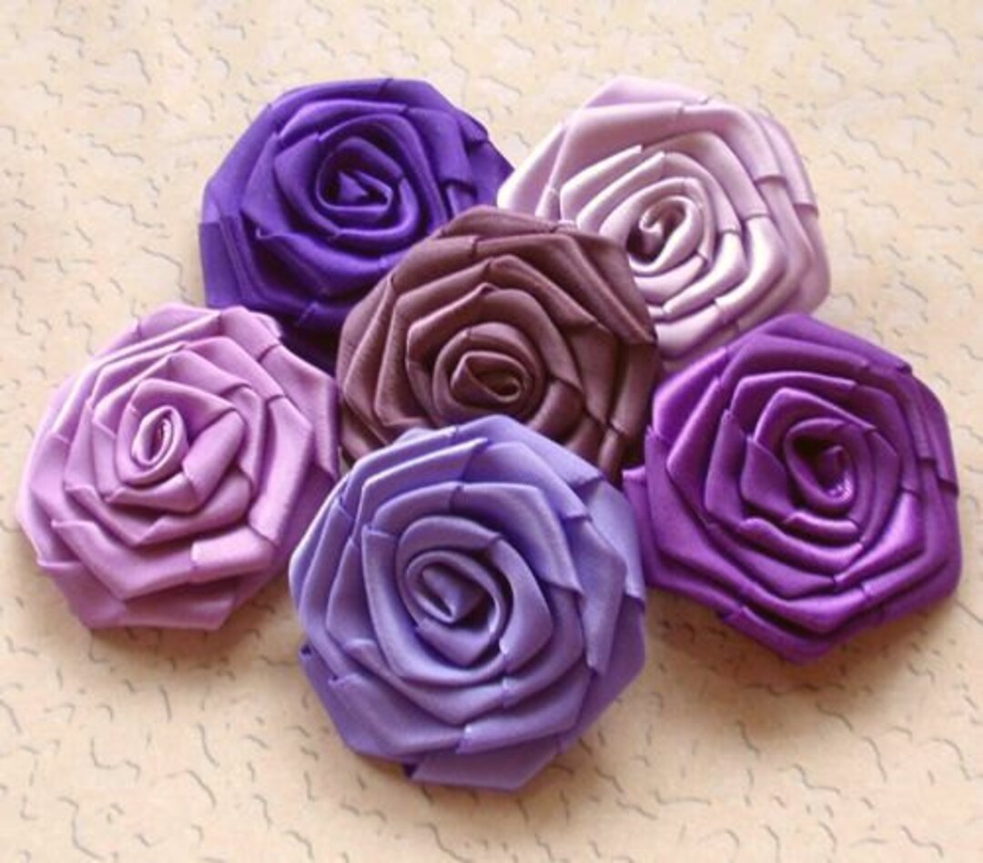 6 Handmade Ribbon Roses (2 Inches) and Have Over 150 Colors to Choose ...