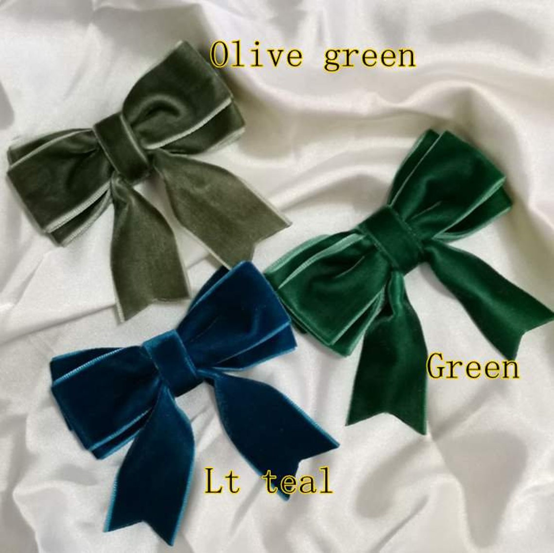 3 Handmade Velvet Ribbon Bows 3 Inch Lt Brown Brown | Etsy