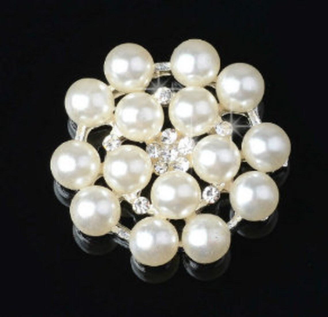 4 Flat Back Rhinestone Pearl Embelishment Metal 23 Mm AL-151 - Etsy