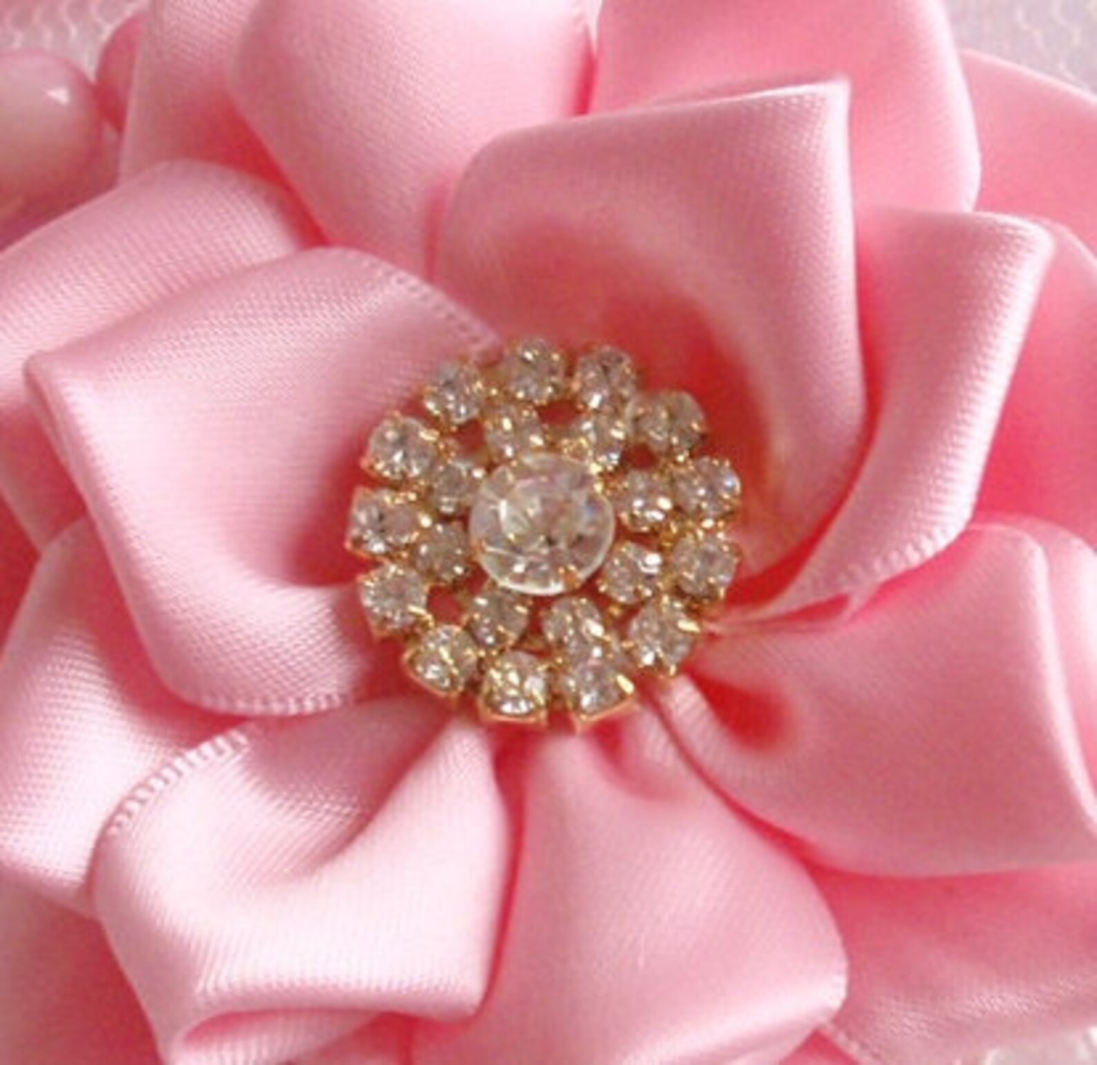 Handmade Flower With Rhinestone 3-1/4 Inches in Rose Pink - Etsy