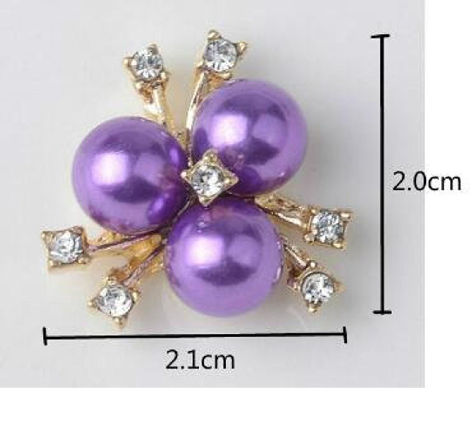 10 Flat Back Rhinestone Button Pearl Button Embellishment Brooch ...