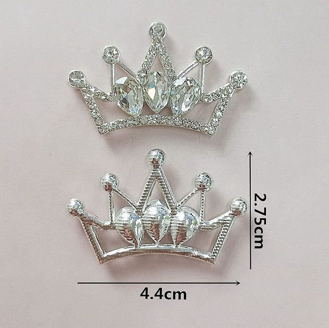 2 Flat Back Rhinestone Button Rhinestone Crown Embellishment (27.5mmx44 ...