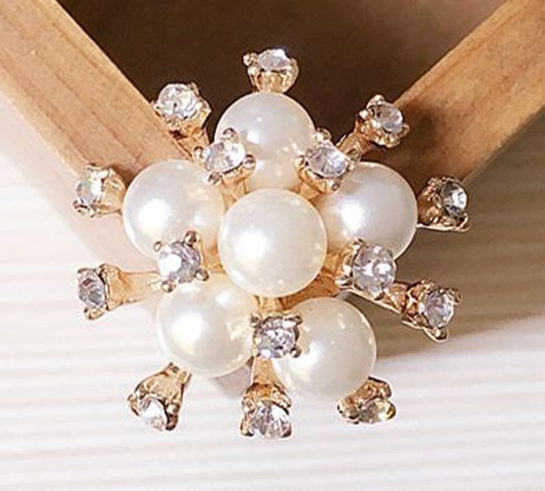 3 Flat Back Rhinestone Button Pearl Button Flower Button - Etsy