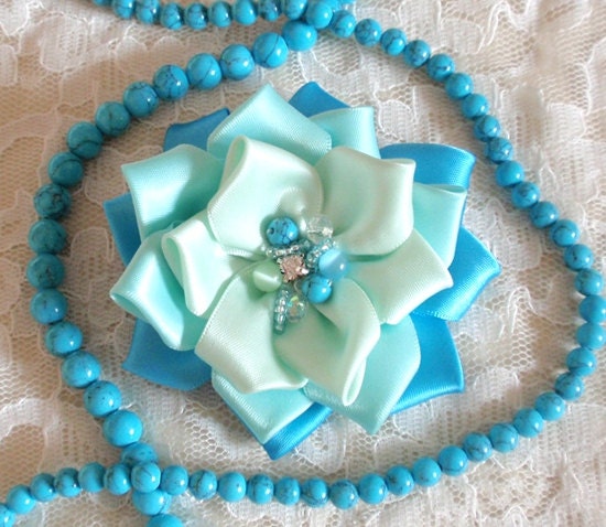 Handmade Flower With Rhinestone Crystal Stone 3-1/4 inches | Etsy