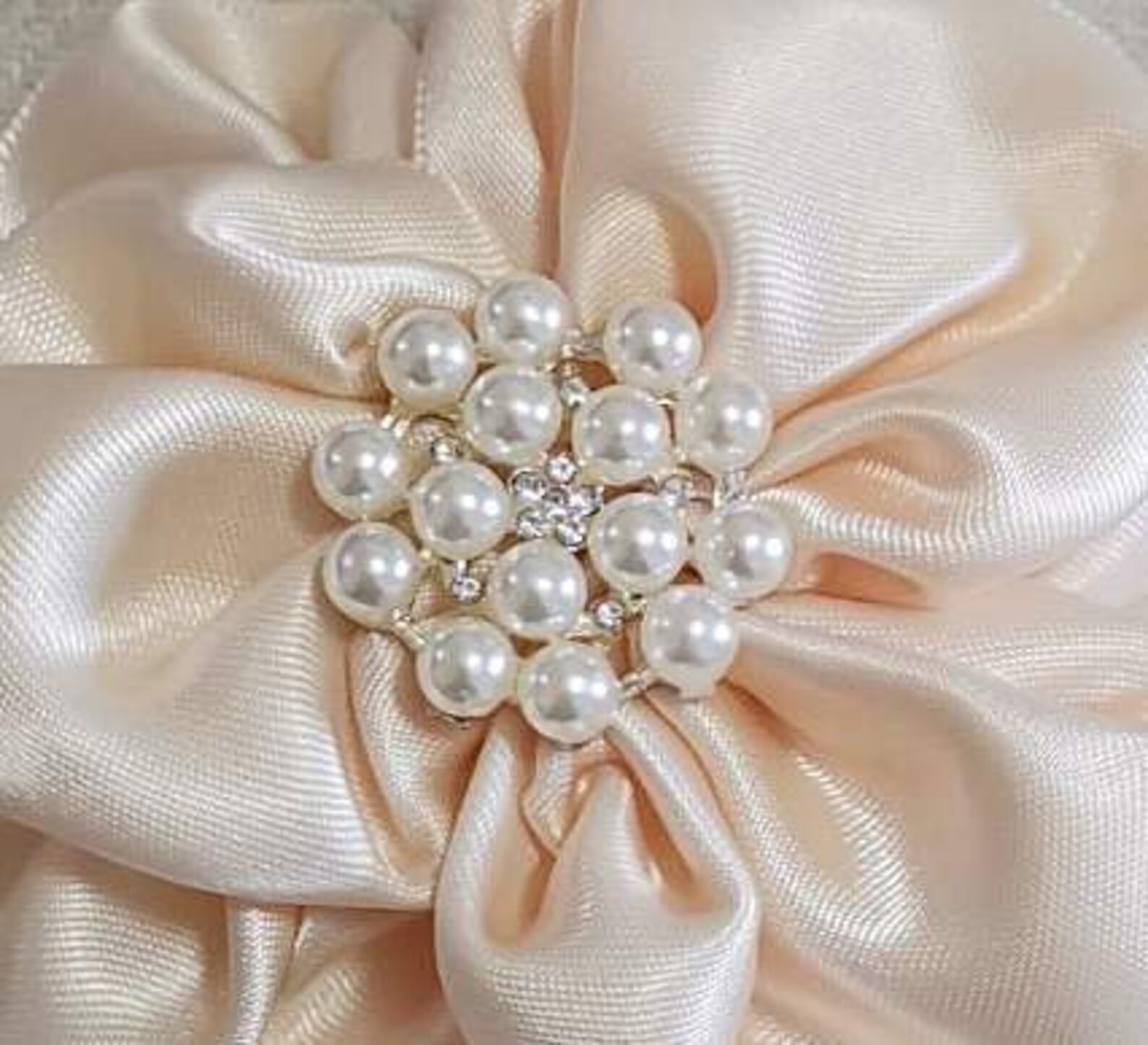 Handmade Ribbon Flower Ribbon Roses Satin Flower in Ivory and | Etsy