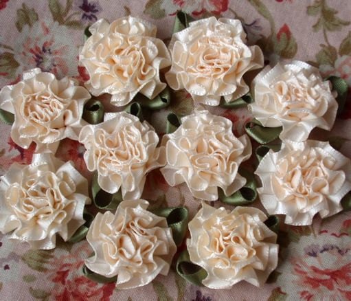 10 Handmade Flowers With Leaves 1-1/4 Inches in Powder Pink | Etsy