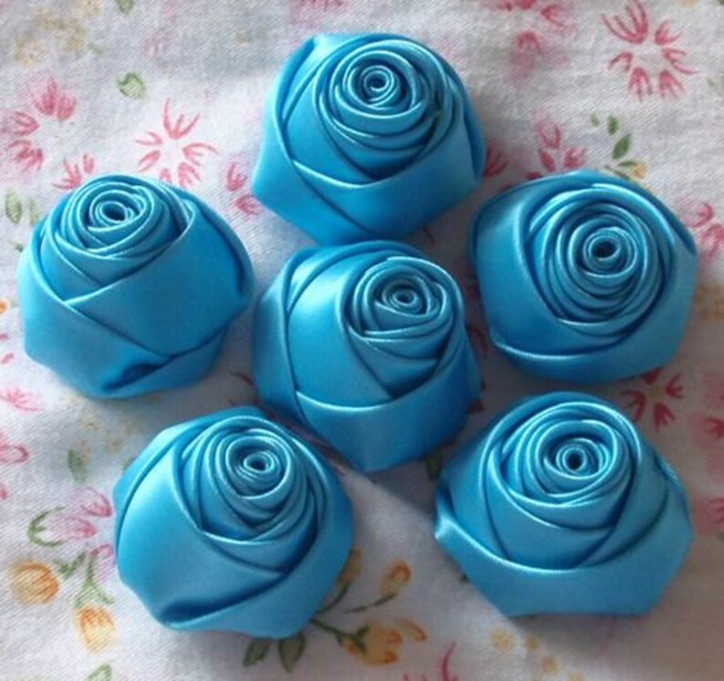 6 Handmade Ribbon Rolled Roses 1-1/4 inches in White MY-014 | Etsy