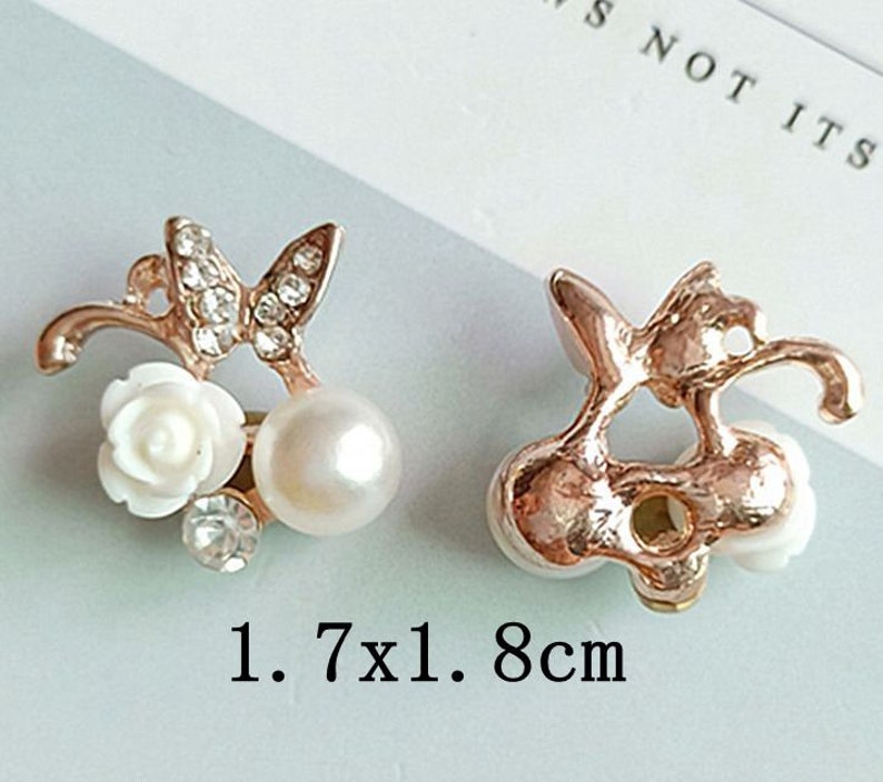 10 Flat Back Rhinestone Button Pearl Resin Button Flower | Etsy