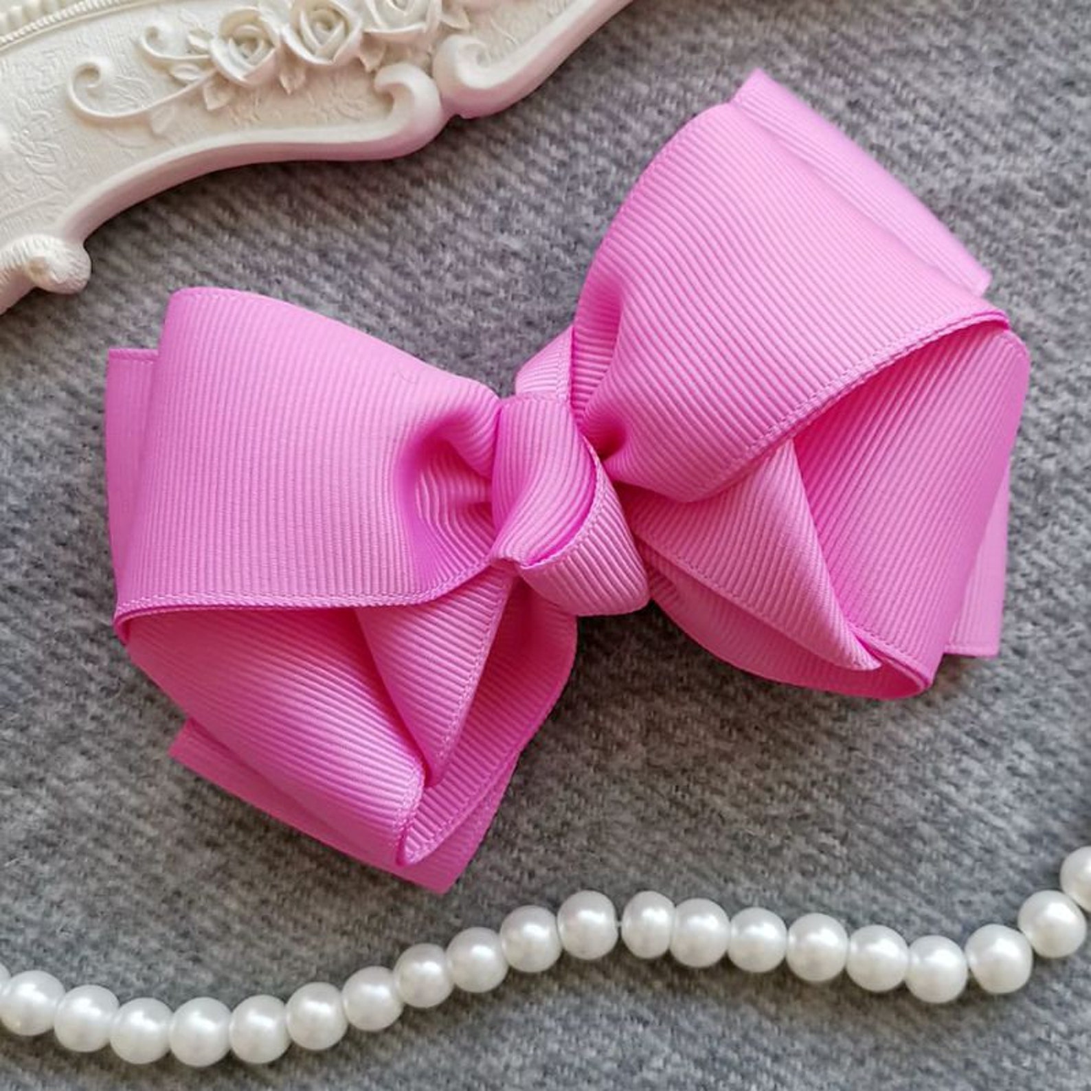 Handmade Grosgrain Ribbon Bow In Hot Pink 4-1/23 inches | Etsy