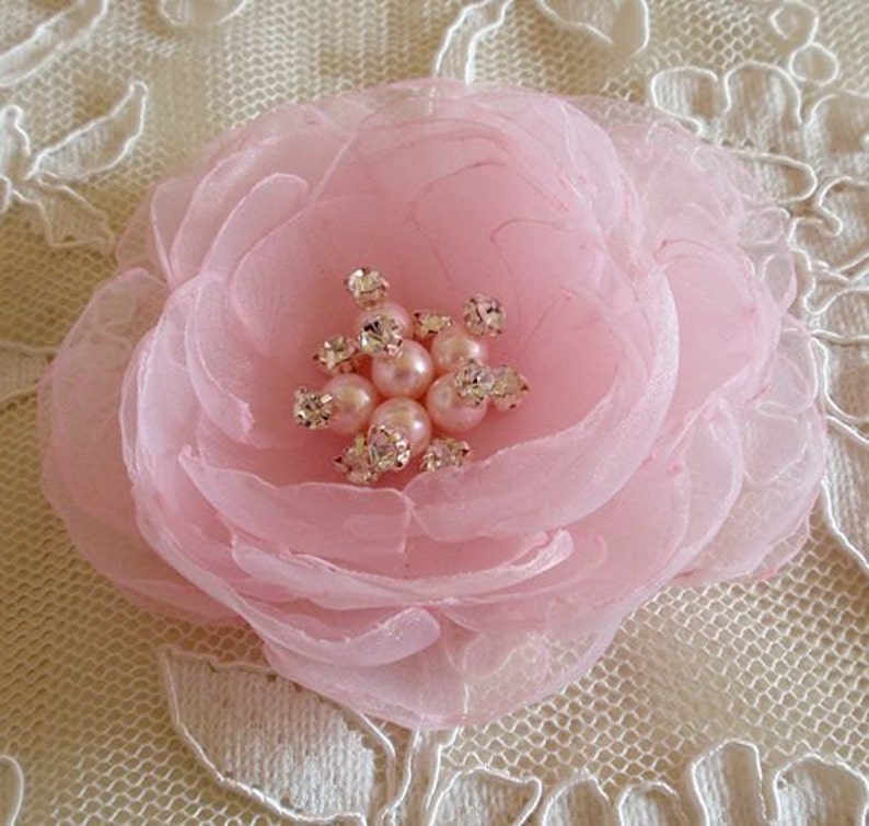 Singed Flower Singed Rose Organza Flower Fabric Flower Fabric Etsy