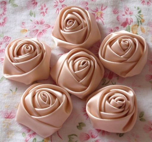 6 Handmade Ribbon Rolled Roses 1-1/4 Inches in White MY-014 | Etsy