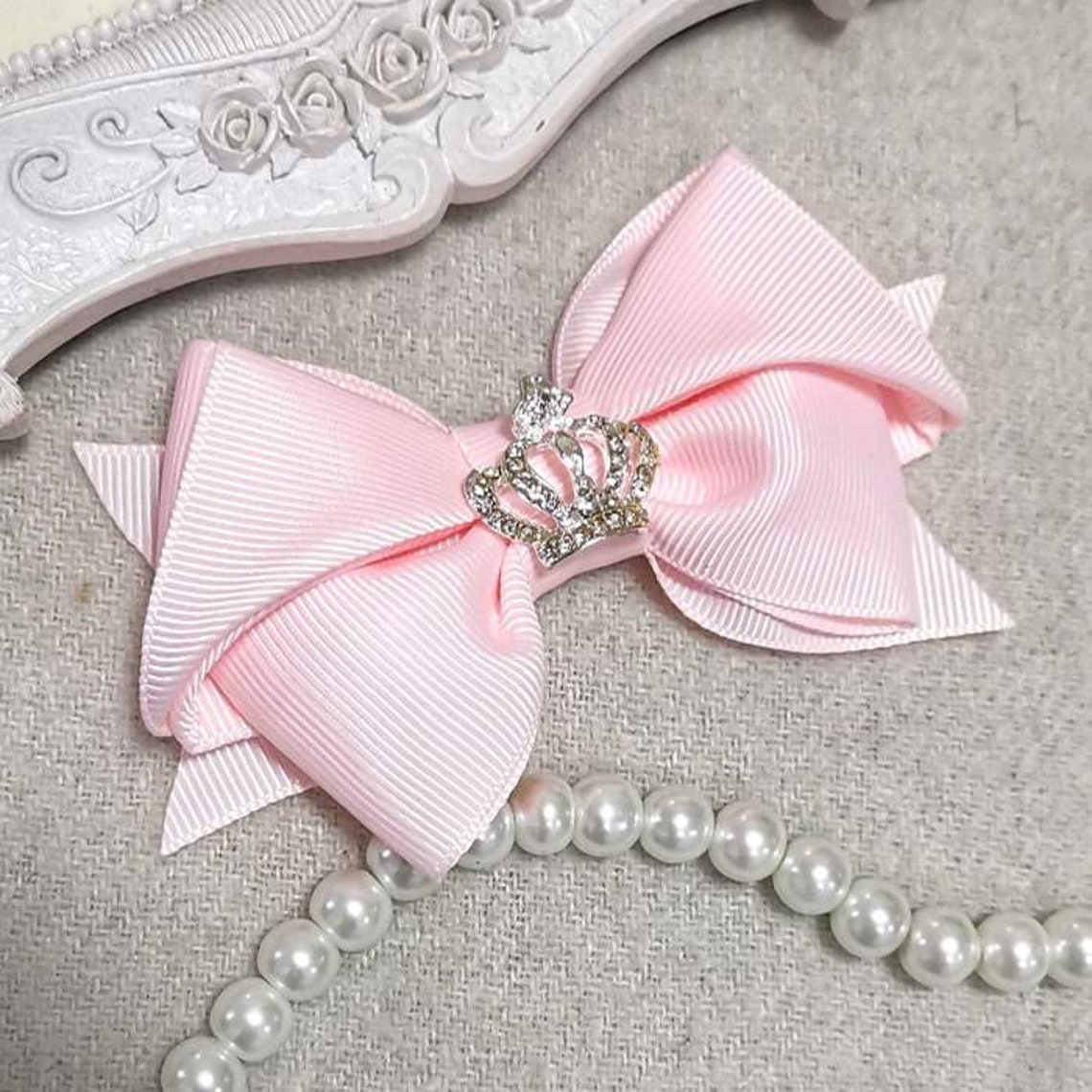 Handmade Grosgrain Ribbon Bow Rhinestone Embelishment - Etsy