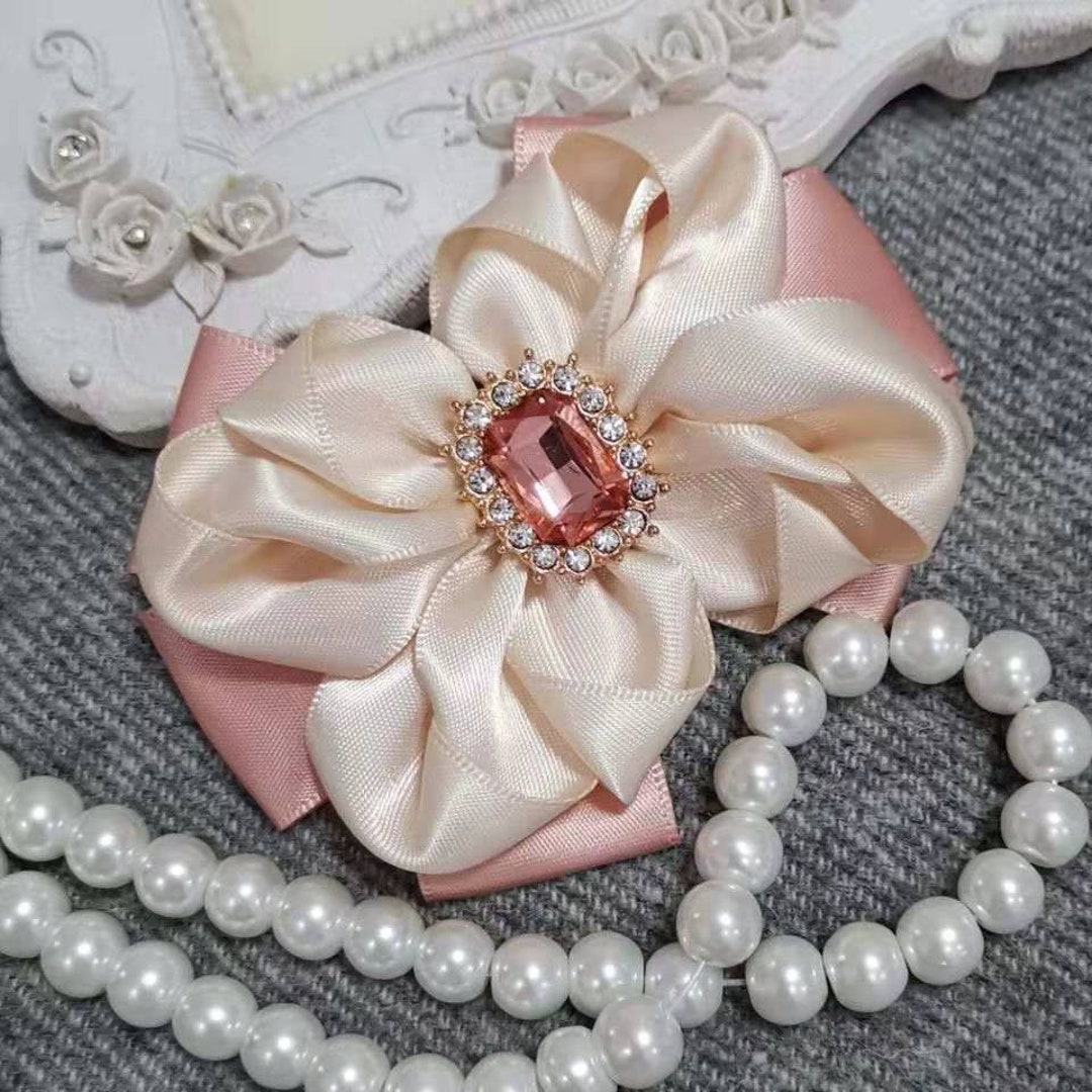 Handmade Satin Ribbon Bow With Irovy and Moonstone Over 150 Colors to ...