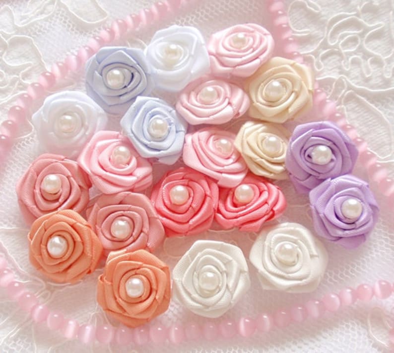 20 Handmade Ribbon Roses 7/8 Inch Have Over 150 Colors to | Etsy