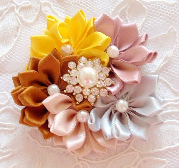 Handmade Ribbon Flowers 3 Inches MY-676-01 Ready to Ship | Etsy