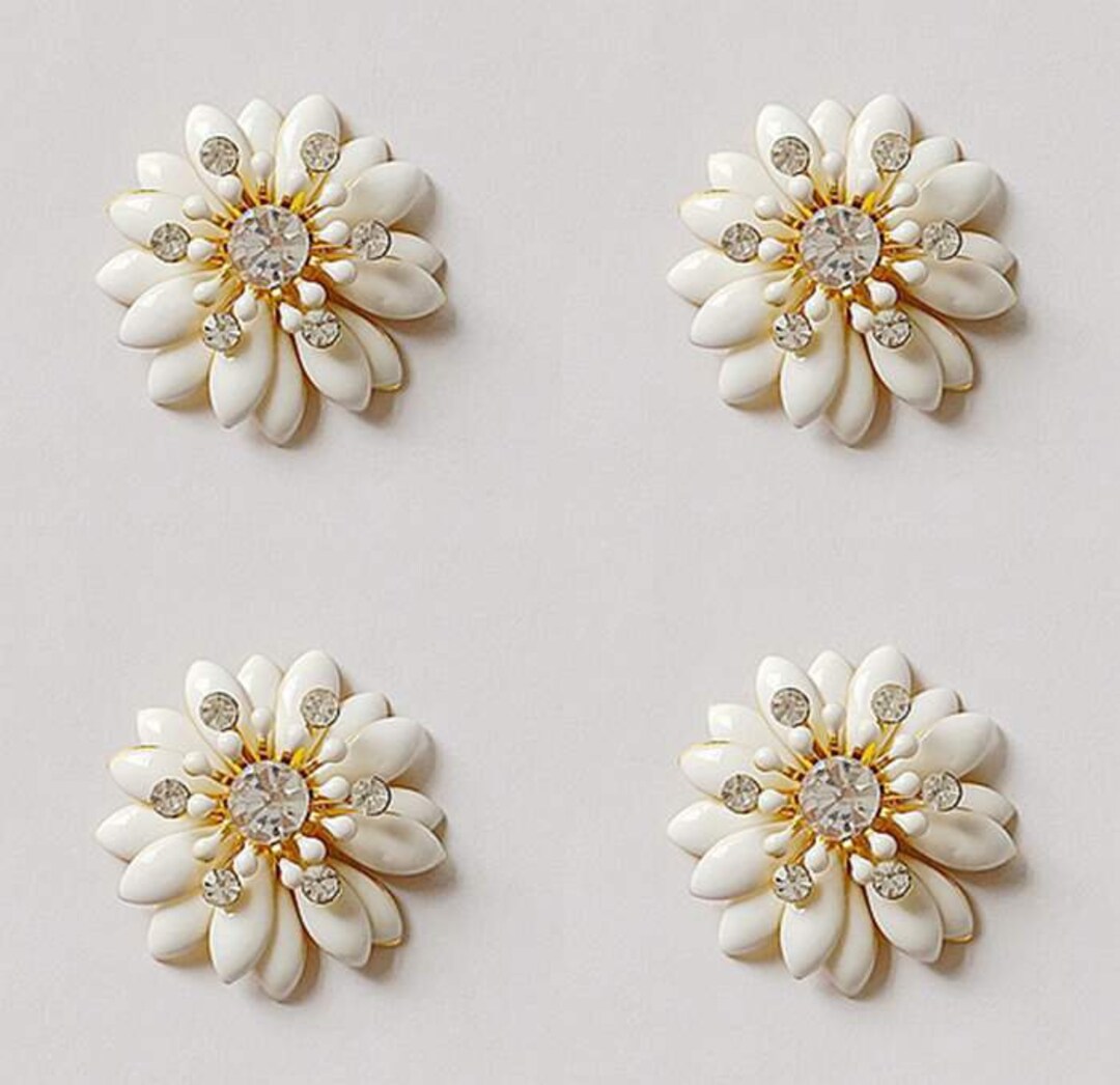 4 Flat Back Rhinestone Flower Button Embellishment (30x30 Mm) LT-73 - Etsy