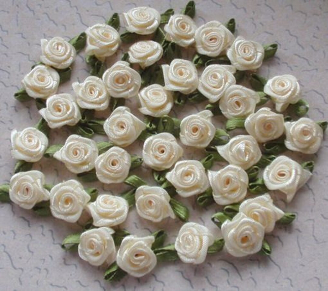20 Mini Handmade Ribbon Roses (1/2 Inches) in Lt Yellow and Have Over ...