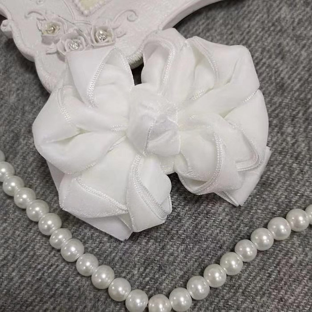 Handmade Double Layer Velvet Ribbon Bow in White and Over 150 Colors to ...