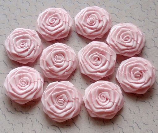10 Handmade Ribbon Roses 1-1/4 Inches in Lt Pink and Have - Etsy
