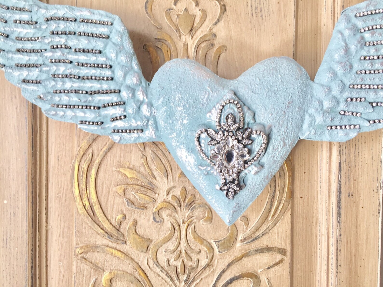 Metal Angel Wings Teal Angel Wings Embellished Angel Wings | Etsy