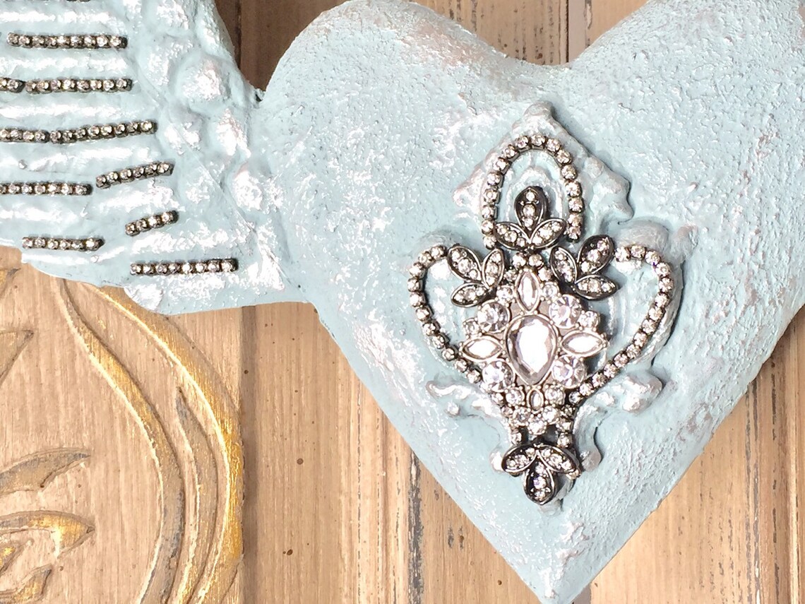 Metal Angel Wings Teal Angel Wings Embellished Angel Wings | Etsy