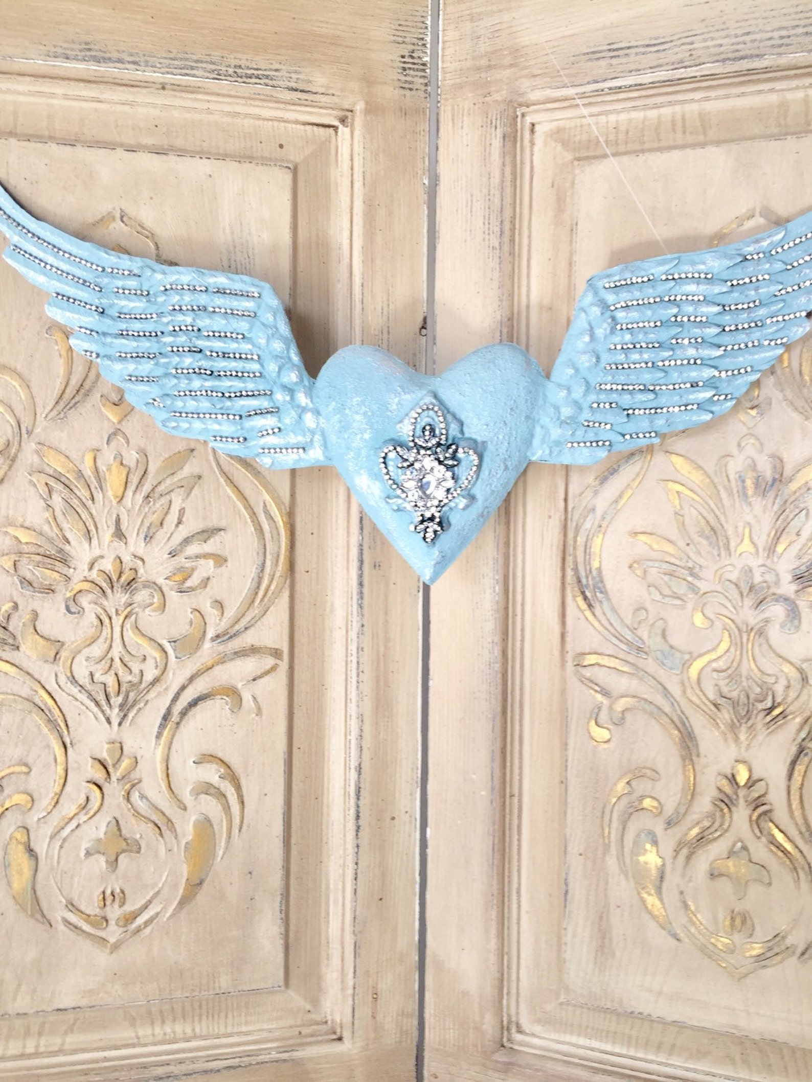 Metal Angel Wings Teal Angel Wings Embellished Angel Wings - Etsy