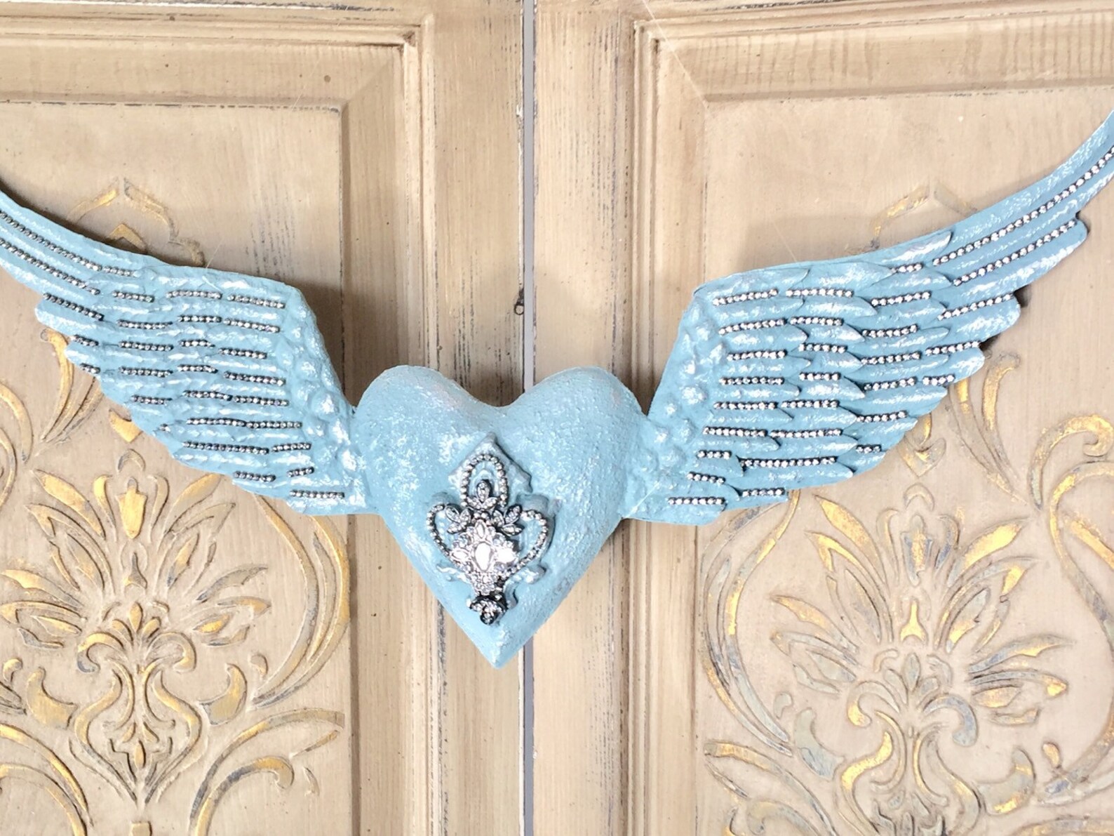 Metal Angel Wings Teal Angel Wings Embellished Angel Wings | Etsy