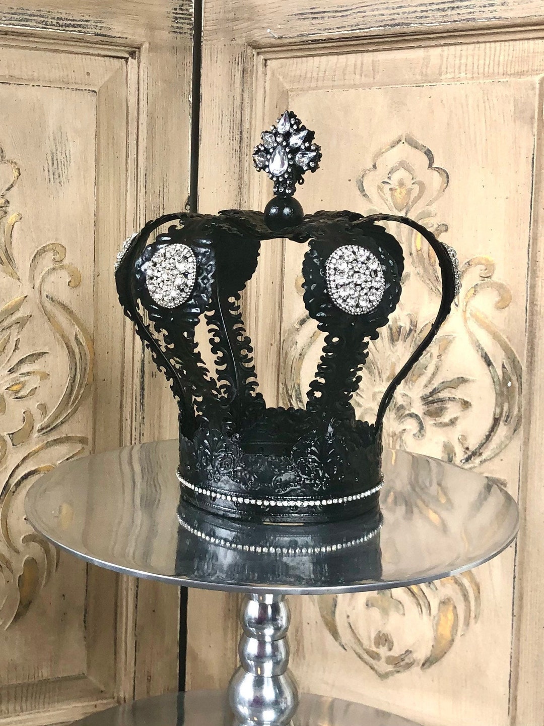 Embellished Crown, Crown Decor, Black Queen Crown, Distressed Crown ...