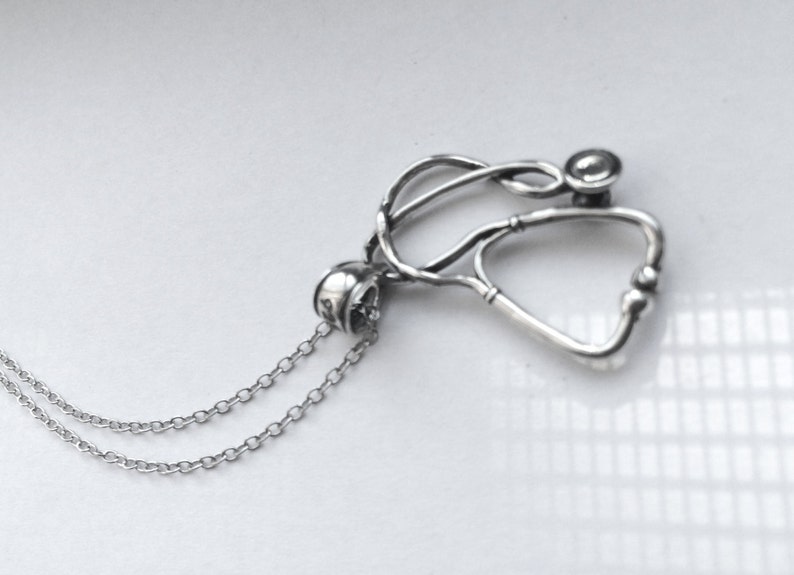 Stethoscope Necklace in Sterling Silver Graduation Jewelry - Etsy