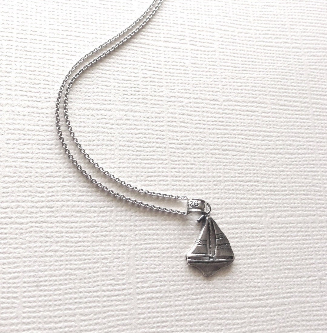 Sailboat Pendant Necklace in Sterling Silver, Sailing Ship Jewelry - Etsy