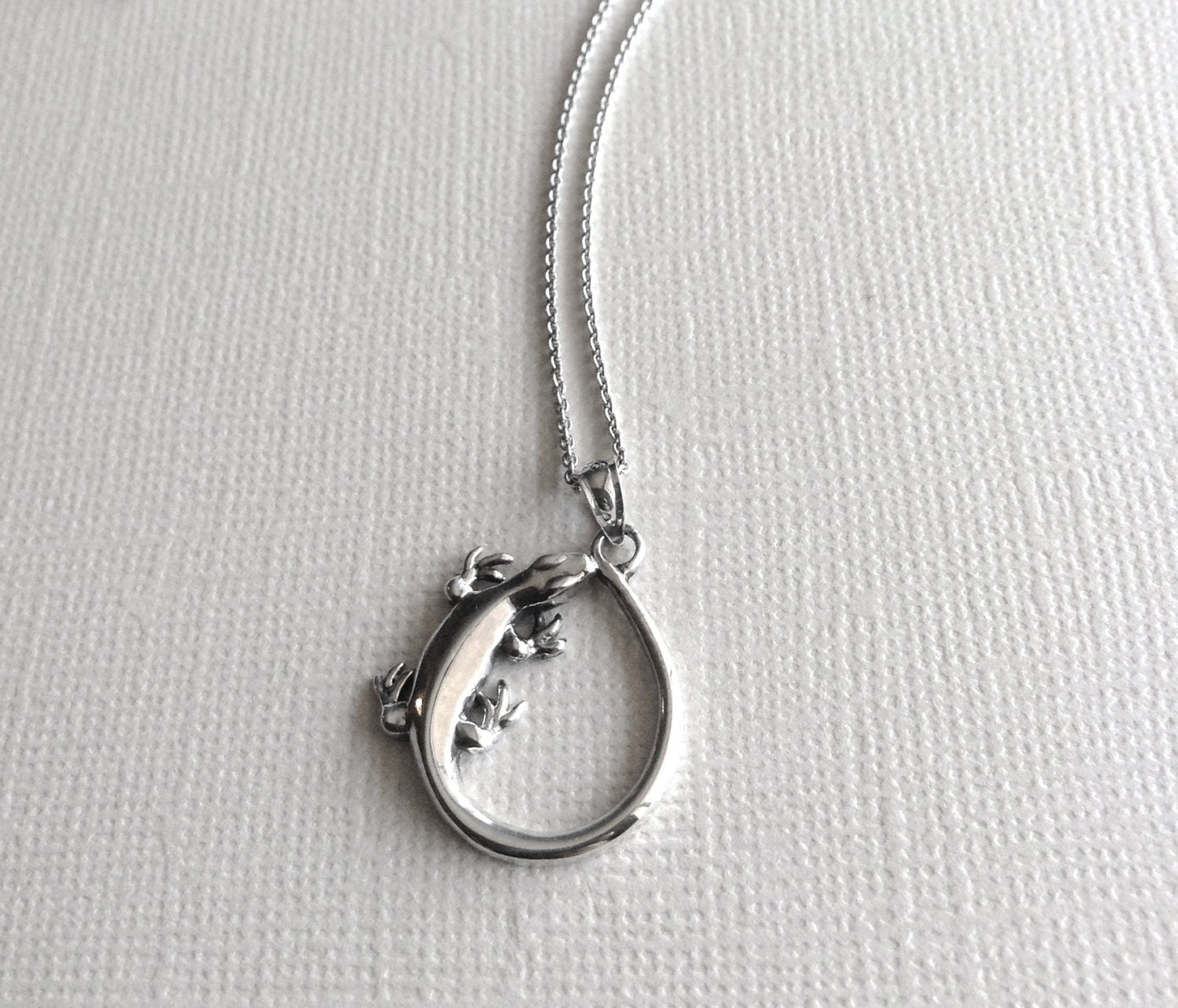 Charming Lizard Necklace in Sterling Silver - Etsy