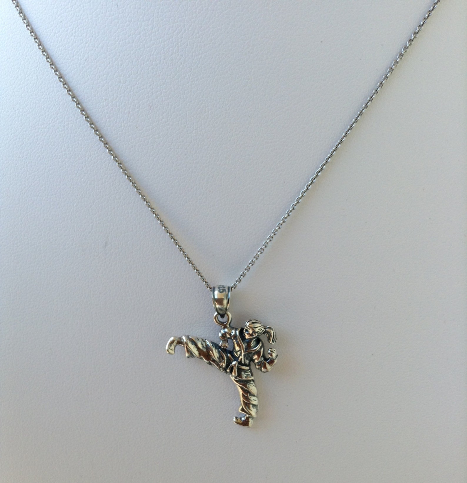 Karate Boy & Girl 2 Necklace Set in Sterling Silver Karate | Etsy