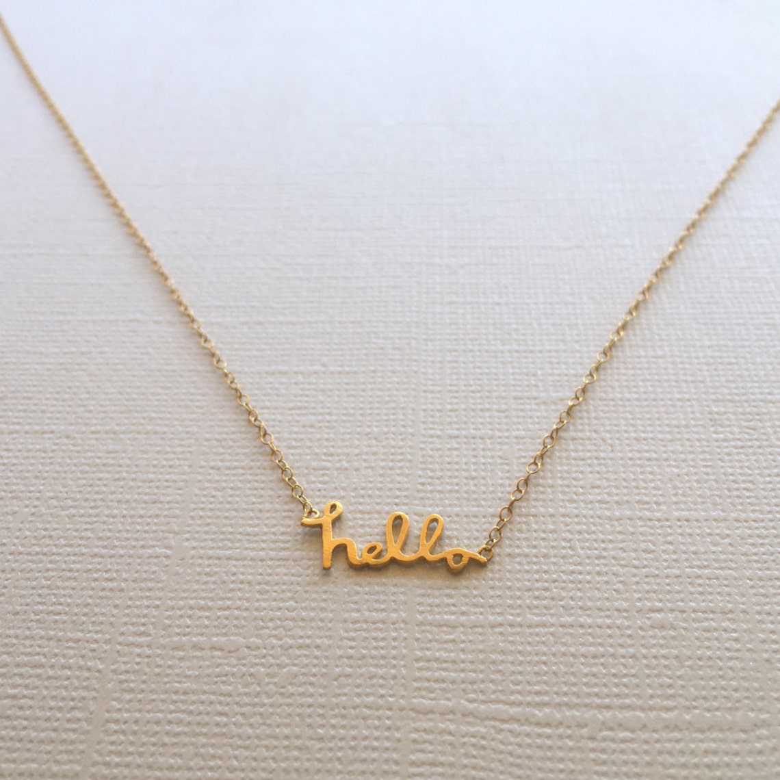 Hello Necklace in Sterling Silver 18k Yellow Gold Plating | Etsy
